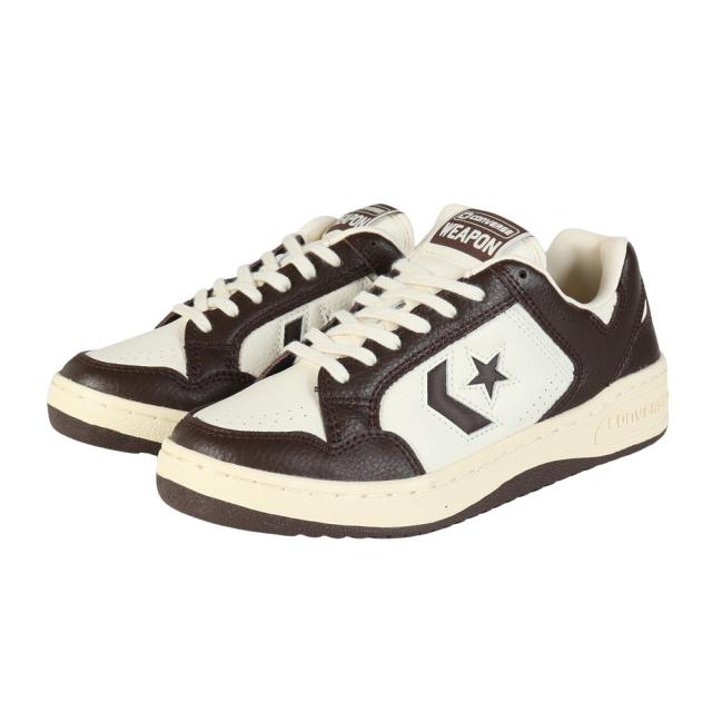 コンバース(CONVERSE)スニーカー タウンシューズ ウエポン SL OX O/B ホワイト ブラウン33701920(M…
