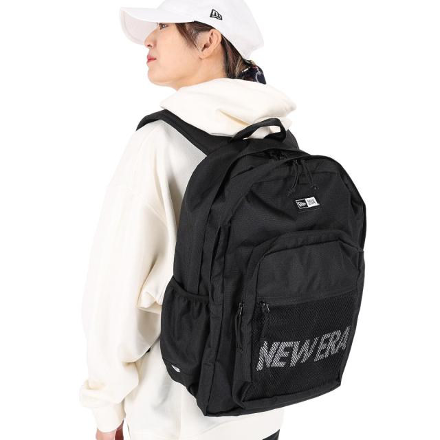 ニューエラ(NEW ERA)キャンパスパック 35L プリントロゴ ブラック × ホワイト NE 13517772 リュック(…