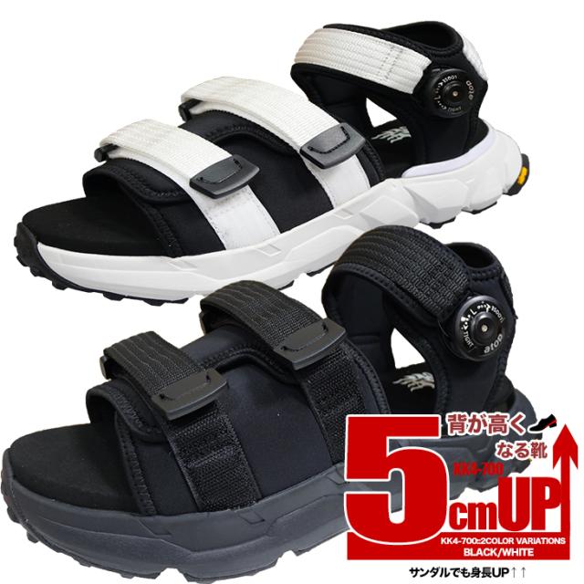 シークレットシューズ シークレットサンダル 5cmアップ メンズ サンダル 全2色 kk4-700