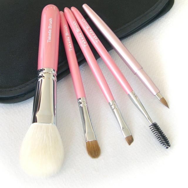 竹田ブラシ スターターセット ベーシック SP ピンク軸 （5本セット：ポーチ付)　竹田ブラシ純正ギフトBOX入り 沖縄配送不可