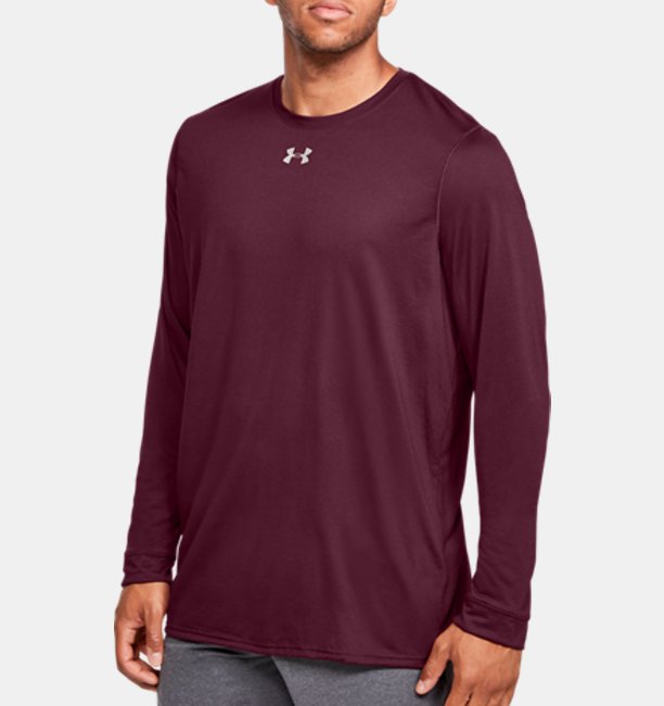 アンダーアーマー メンズ Tシャツ 長袖 ロンT Men's UA Locker 2.0 Long Sleeve - Maroon/llic Silver