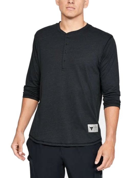 アンダーアーマー メンズ プロジェクト ロック ロンT UA Project Rock 3/4 Henley 長袖 Tシャツ Black Full Heather
