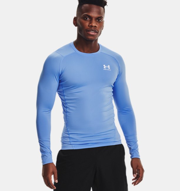 アンダーアーマー メンズ Tシャツ 長袖 ロンT Men's HeatGear Armour Long Sleeve - Carolina Blue/White