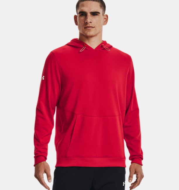 アンダーアーマー メンズ Tシャツ 長袖 ロンT Men's Armour Fleece Storm Hoodie - Red/White