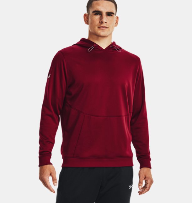 アンダーアーマー メンズ Tシャツ 長袖 ロンT Men's Armour Fleece Storm Hoodie - Cardinal/White