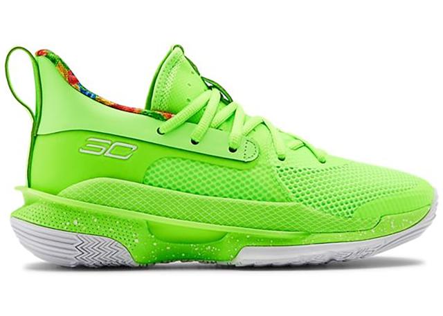 アンダーアーマー キッズ/レディース カリー７ Under Armour Curry 7 GS バッシュ Lime Light/Phosphor Green