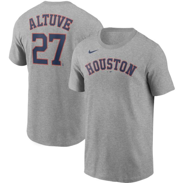 ナイキ メンズ Tシャツ Jose Altuve Houston Astros Nike Name & Number T-Shirt 半袖 Gray