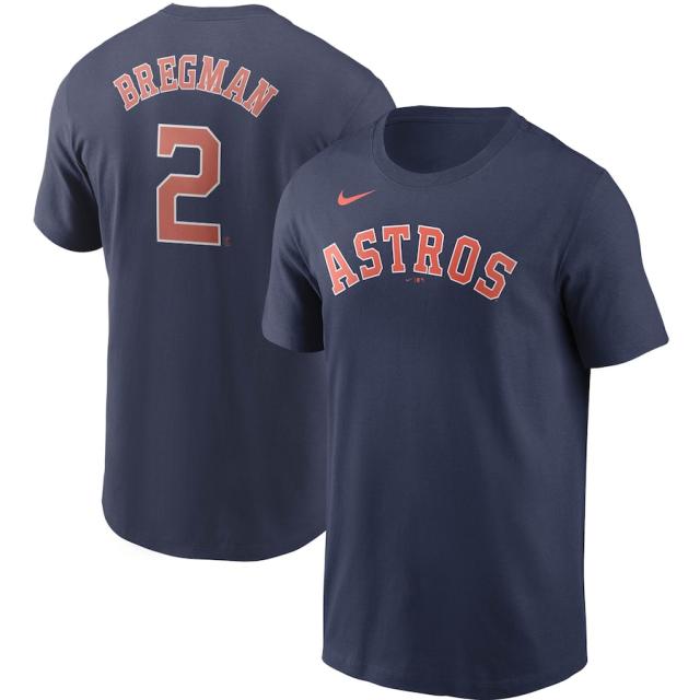 ナイキ メンズ Tシャツ Alex Bregman Houston Astros Nike Name & Number T-Shirt 半袖 Navy
