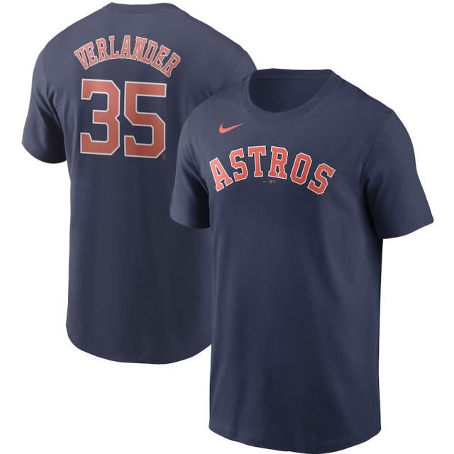 ナイキ メンズ Tシャツ Justin Verlander Houston Astros Nike Name & Number T-Shirt 半袖 Navy