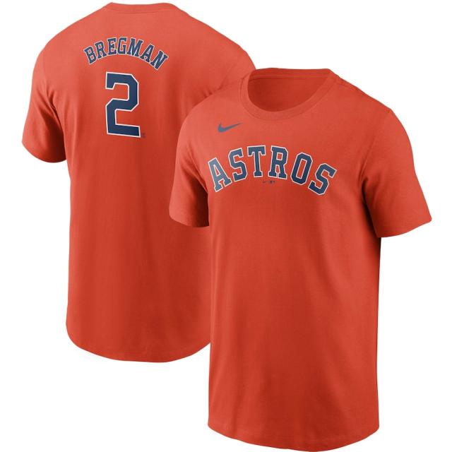 ナイキ メンズ Tシャツ Alex Bregman Houston Astros Nike Name & Number T-Shirt 半袖 Orange