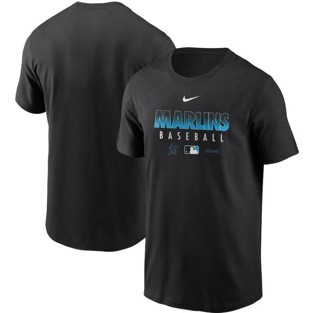 ナイキ メンズ Miami Marlins Nike Authentic Collection Team Performance T-Shirt Tシャツ 半袖 Black