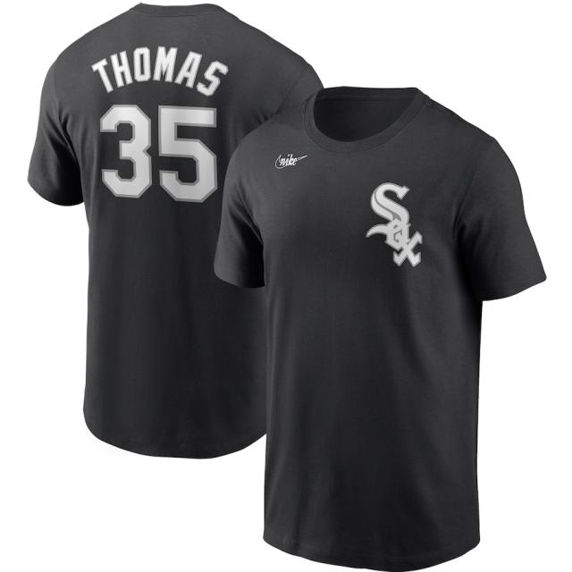 ナイキ メンズ Tシャツ Frank Thomas Chicago White Sox Nike Cooperstown Collection Name & Number T-Shirt 半袖 Black