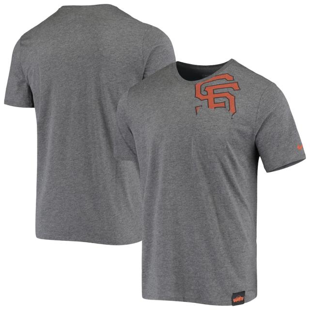 ナイキ メンズ San Francisco Giants Nike Tri-Pocket T-Shirt Tシャツ 半袖 Heathered Gray