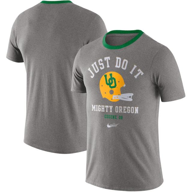 ナイキ メンズ Tシャツ Oregon Ducks Nike Vault Helmet Tri-Blend T-Shirt - Heathered Gray