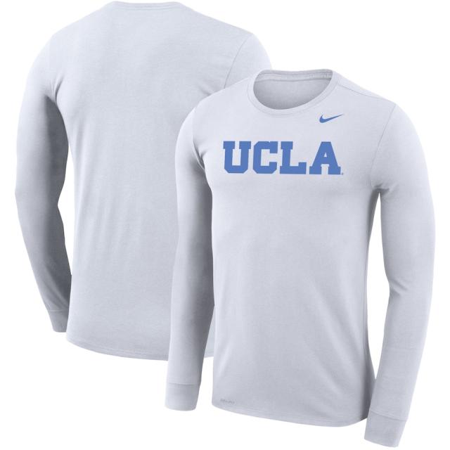 ナイキ メンズ Tシャツ 長袖 ロンT UCLA Bruins Nike School Wordmark Logo Performance Legend Long Sleeve T-Shirt - White