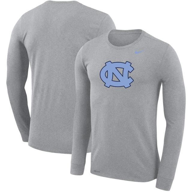 ナイキ メンズ Tシャツ 長袖 ロンT North Carolina Tar Heels Nike School Logo Legend Performance Long Sleeve T-Shirt - Heathered Gray