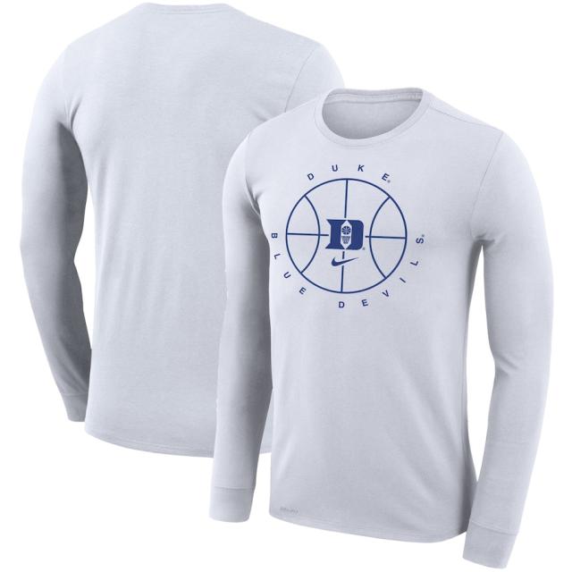 ナイキ メンズ Tシャツ 長袖 ロンT Duke Blue Devils Nike Basketball Icon Legend Performance Long Sleeve T-Shirt - White