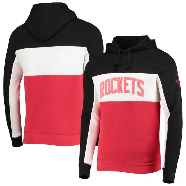 ジャンクフード メンズ パーカー Houston Rockets Junk Food Wordmark Colorblock Fleece Pullover Hoodie - Black/White