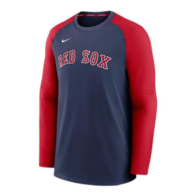 ナイキ メンズ スウェットシャツ Nike Red Sox Authentic Pregame Raglan Sweatshirt - Navy/Red