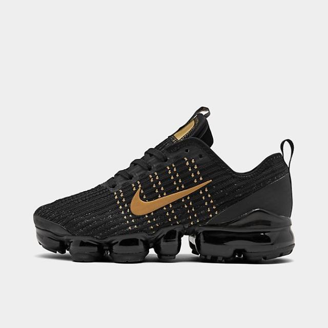 ナイキ キッズ/レディース ベイパーマックス Nike Air Vapormax Flyknit 3 スニーカー Black/llic Gold/Black/Gold Cap