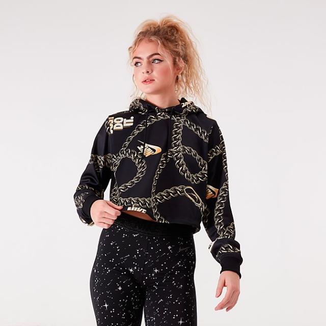 ナイキ レディース Icon Clash Crop Hoodie クロップ パーカー Black/llic プルオーバー