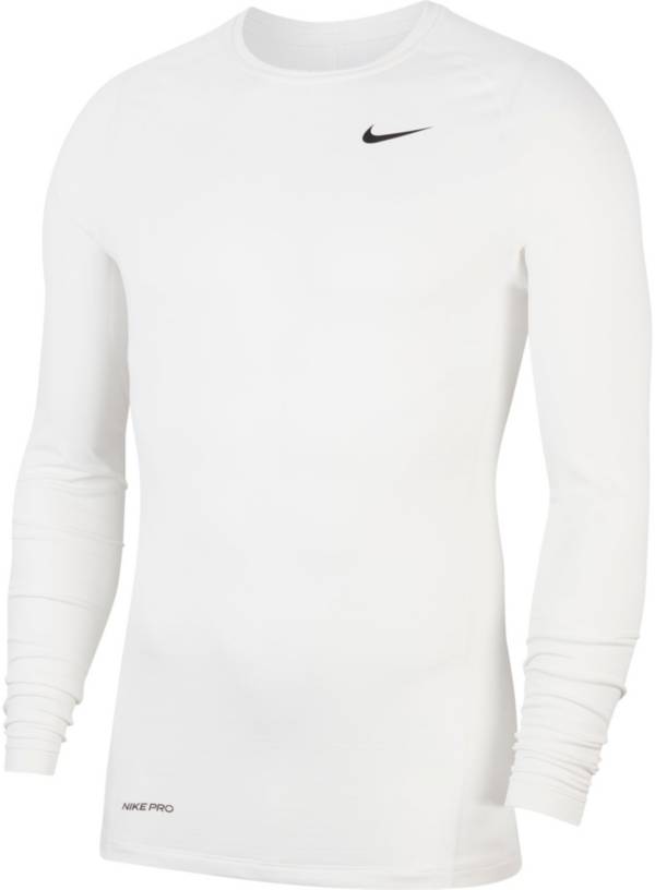 ナイキ メンズ Nike Men's Pro Warm Long Sleeve Shirt Tシャツ 長袖 ロンT WHITE/BLACK