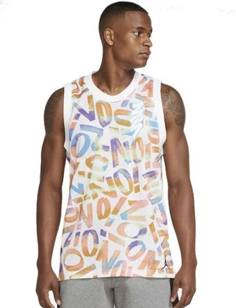 ジョーダン メンズ タンクトップ Jordan Zion Dri-Fit AOP Jersey Tank - White/Black