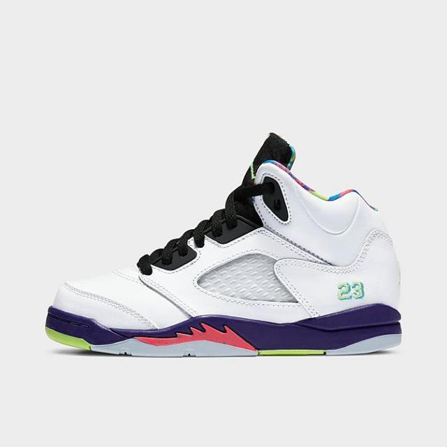 ジョーダン レトロ５ キッズ/ジュニア Jordan Retro 5 PS スニーカー White/Ghost Green/Court Purple