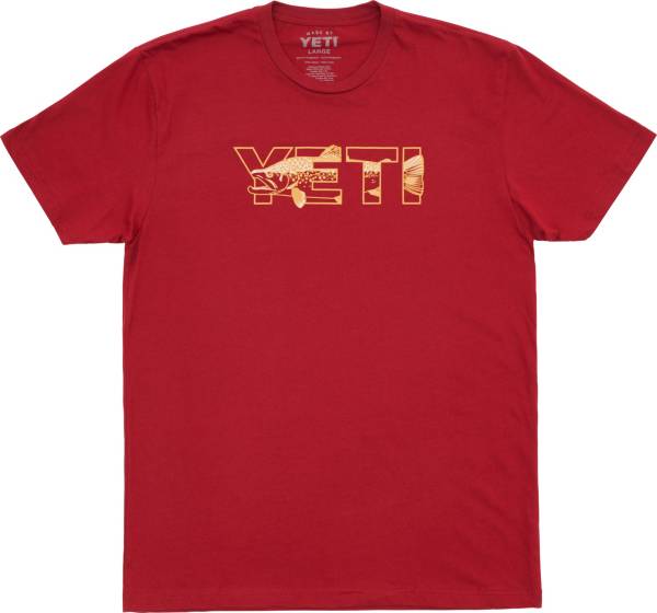 イエティ メンズ Tシャツ YETI Men's Brown Trout T-Shirt - CARDINAL