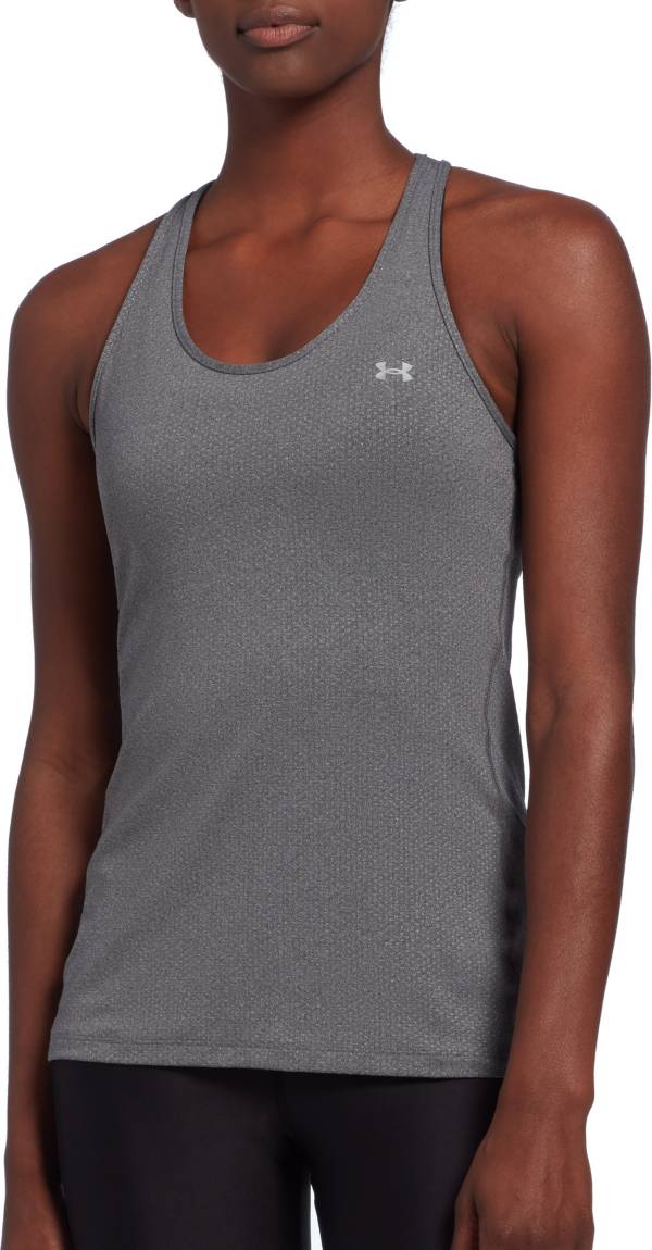 アンダーアーマー レディース タンクトップ Under Armour Women's HeatGear Racer Tank - Pitch Gray