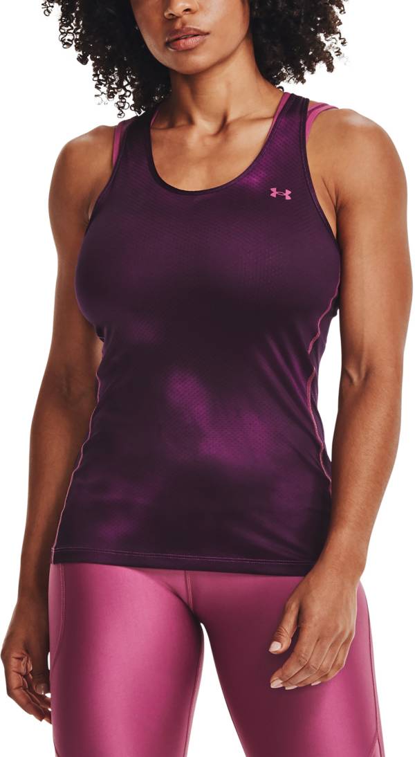 アンダーアーマー レディース タンクトップ Under Armour Women's HeatGear Racer Tank - Polaris Purple/Pink