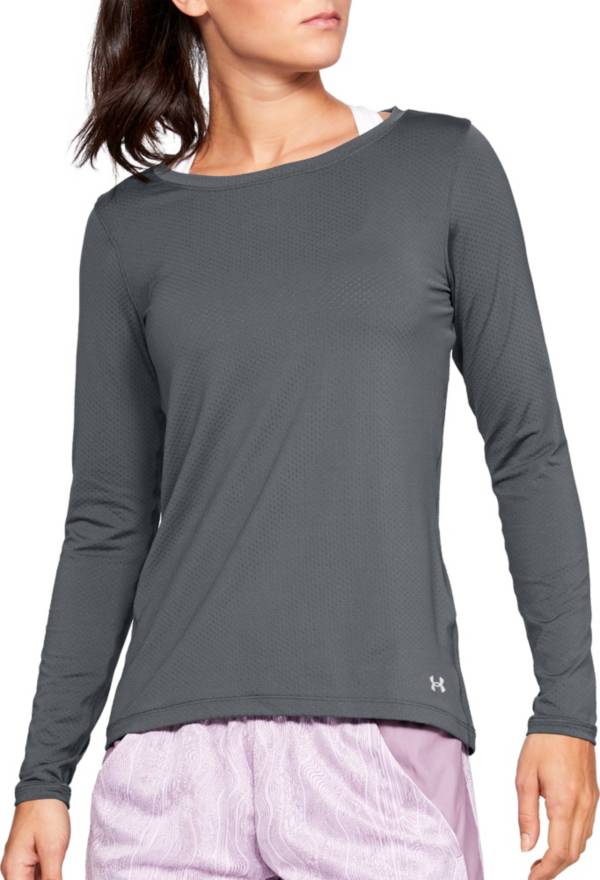 アンダーアーマー レディース Tシャツ 長袖 ロンT Under Armour Women's HeatGear Armour Long Sleeve Shirt - Pitch Gray