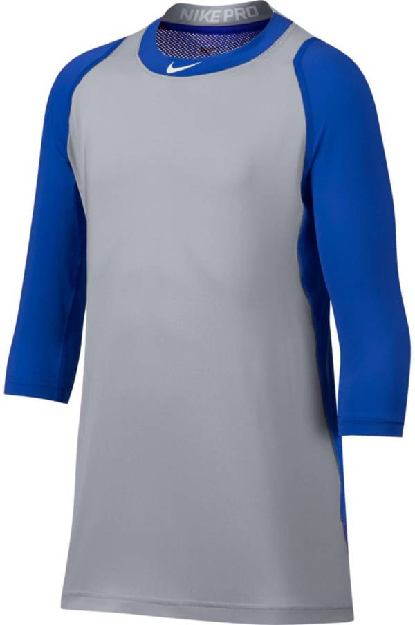 ナイキ メンズ 野球 ラグランTシャツ Nike Men's Pro Cool Reglan 3/4-Sleeve Baseball Shirt - /Grey