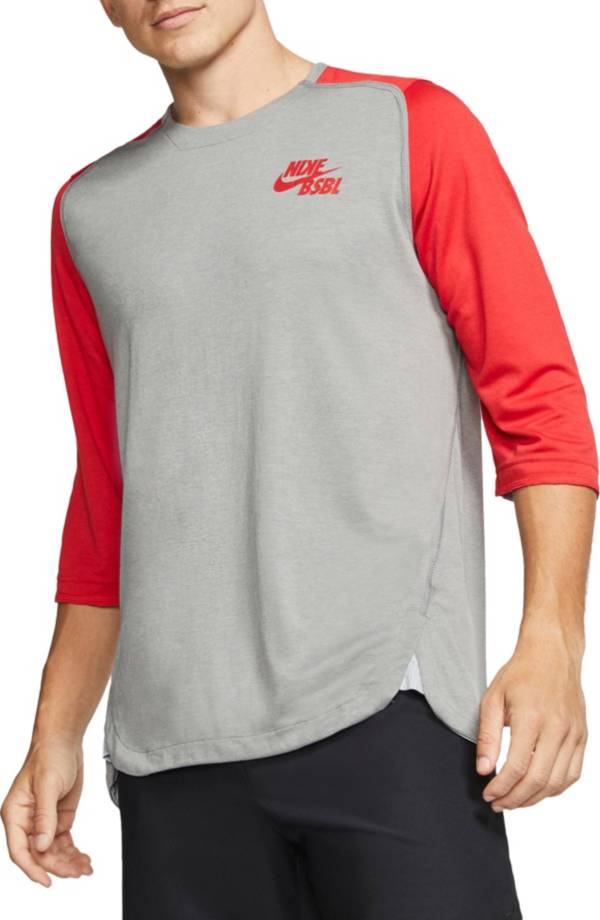 ナイキ メンズ 野球 Tシャツ Nike Men's 3/4 Sleeve Baseball Top - Tm Scarlet/University Red