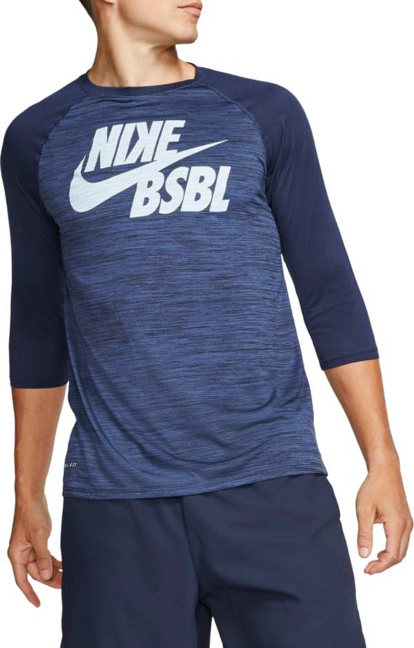 ナイキ メンズ 野球 Tシャツ Nike Men's Velocity Legend 3/4 Sleeve Baseball Top - College Navy