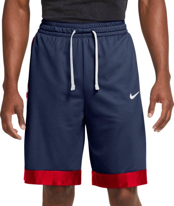 ナイキ メンズ バスケットボール ショートパンツ Nike Men's Dri-FIT Elite Stripe Basketball Shorts - Midnight Navy/Universred