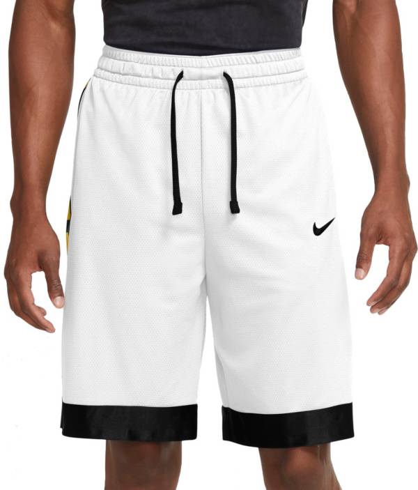 ナイキ メンズ バスケットボール ショートパンツ Nike Men's Dri-FIT Elite Stripe Basketball Shorts - White/Black/Black