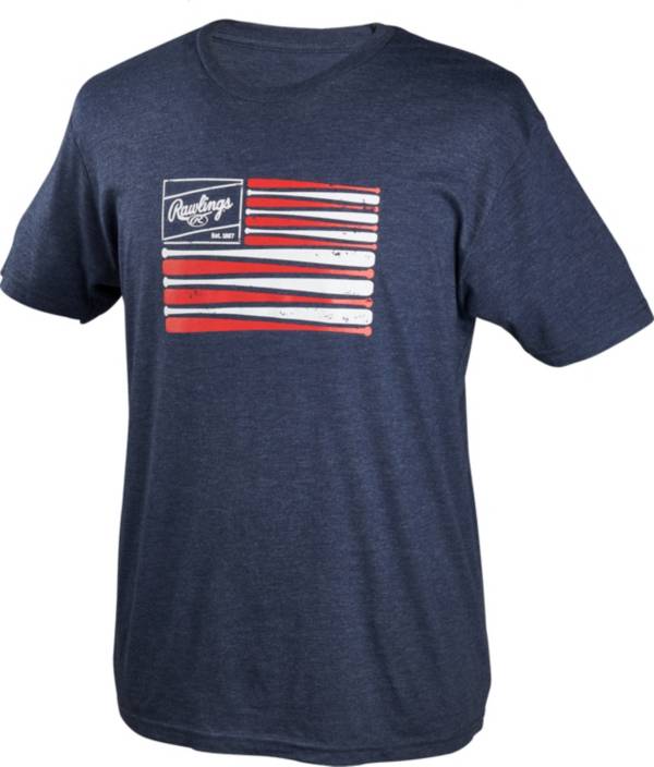 ローリングス メンズ Tシャツ Rawlings Adult Bat Flag T-Shirt - Heather Navy