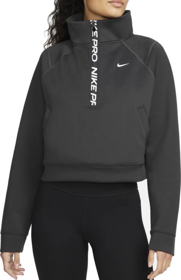 ナイキ レディース スウェットシャツ Nike Women's Dri-FIT 1/2 Zip Training Pullover - Dk Smoke Grey