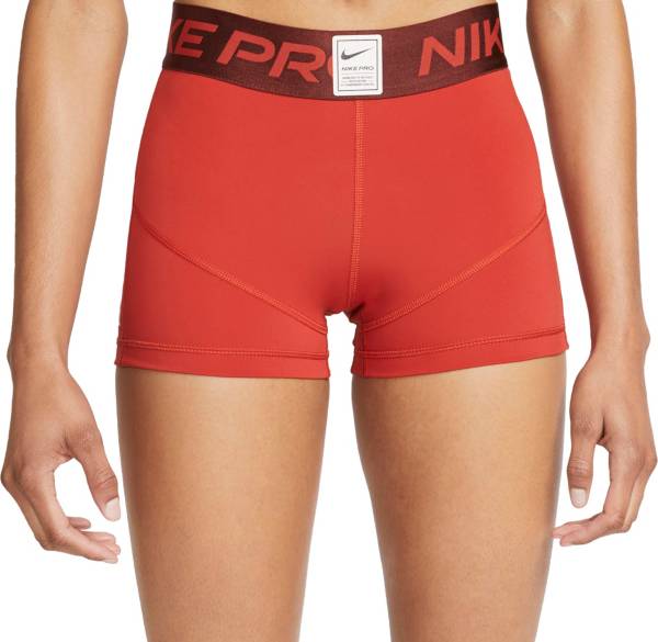 ナイキ レディース トレーニングショーツ Nike Pro Women's Dri-FIT 3” Graphic Shorts - Cinnabar