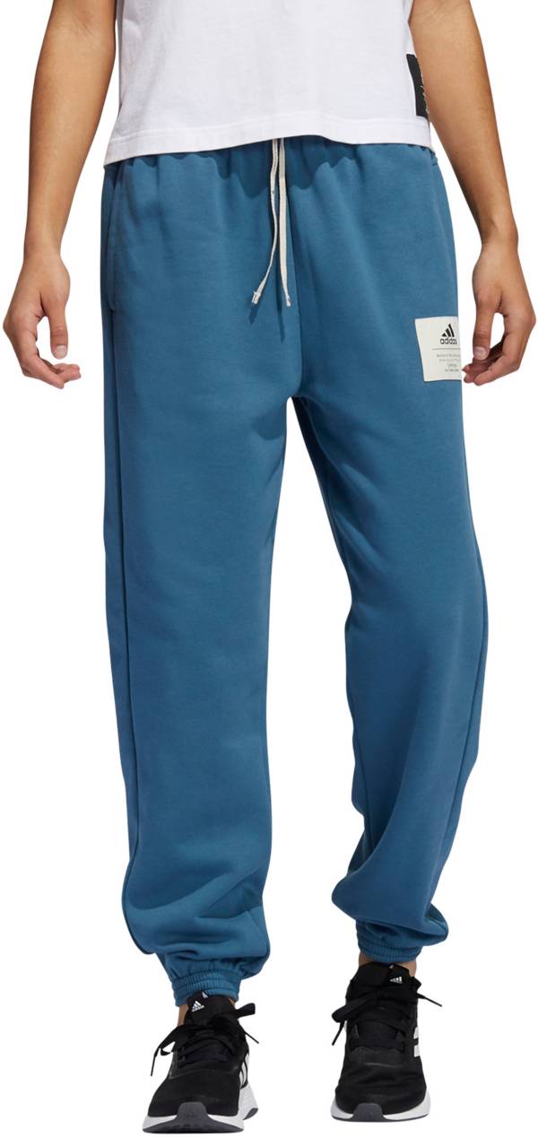 アディダス レディース スウェットパンツ adidas Women's High Rise Cinch Fleece Pants - Orbit Indigo