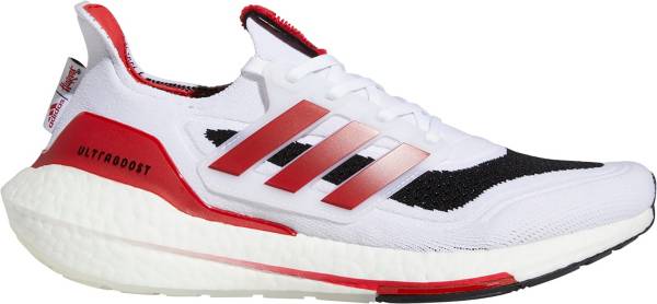 アディダス メンズ ランニングシューズ adidas Men's Ultraboost 21 Nebraska Running Shoes - White/Black/Red