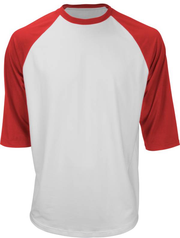 マルッチ メンズ 野球 シャツ Marucci Men's 3/4 Performance Baseball Top - White/Red