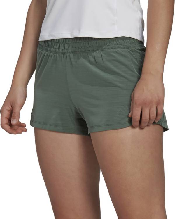アディダス レディース トレーニングショーツ adidas Women's 3-Stripes Pacer Woven Shorts - Green Oxide