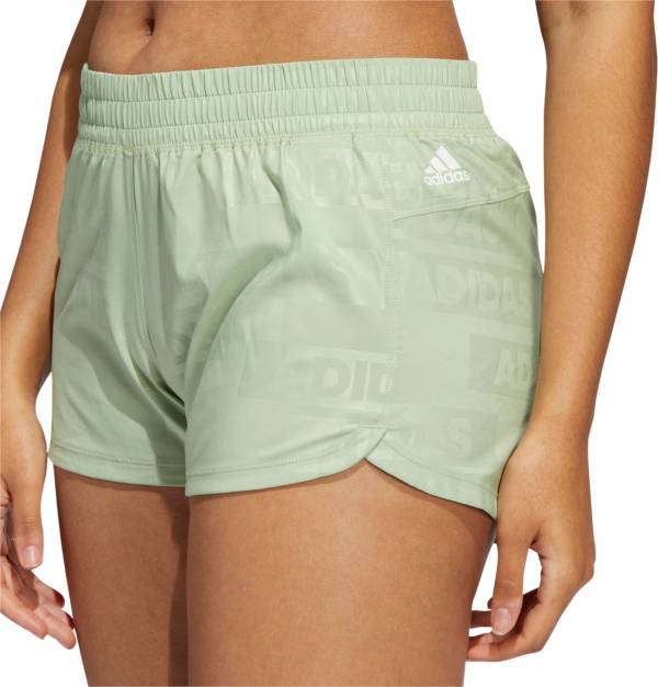 アディダス レディース トレーニングショーツ adidas Women's Pacer Woven Deboss Shorts - Magic Lime