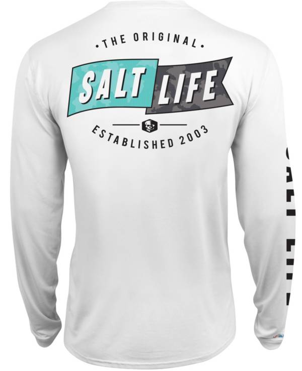 ソルトライフ メンズ Tシャツ 長袖 ロンT Salt Life Men's Salute Long Sleeve Fishing Shirt - WHITE