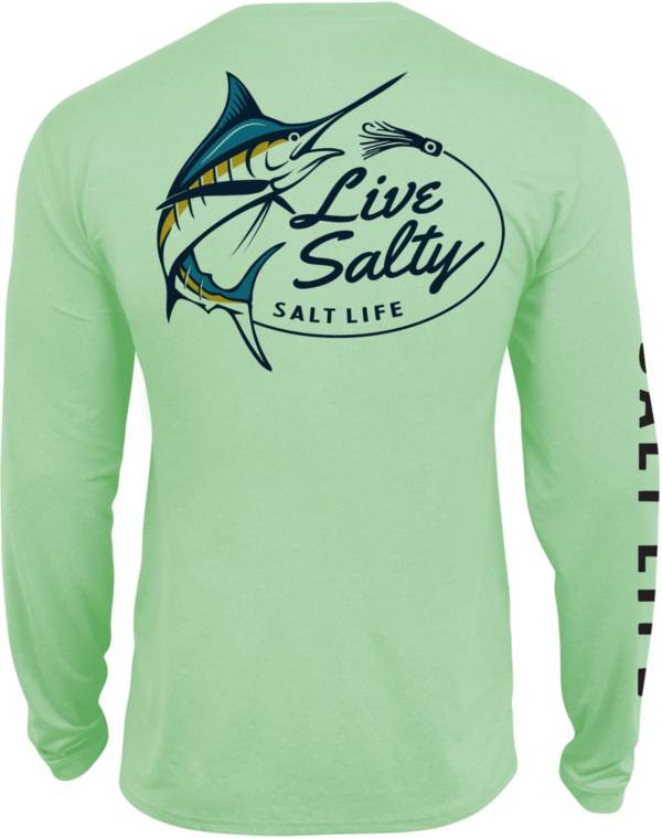 ソルトライフ メンズ Tシャツ 長袖 ロンT Salt Life Men's Salty Marlin Lure Long Sleeve Fishing Shirt - PISTACHIO HEATHER