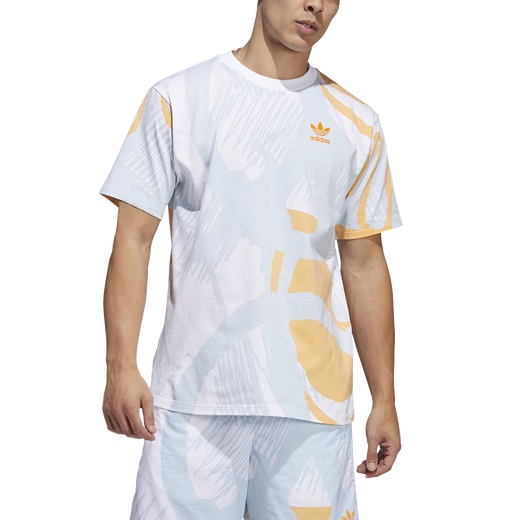 アディダスオリジナルス メンズ Tシャツ 半袖 adidas Originals AOP Superstar T-Shirt - Sky Tint/Acid Orange