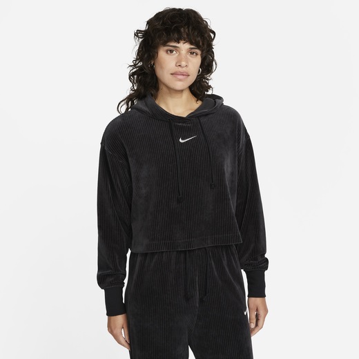 ナイキ レディース パーカー Nike NSW Velour Modern Crop Pullover - Black