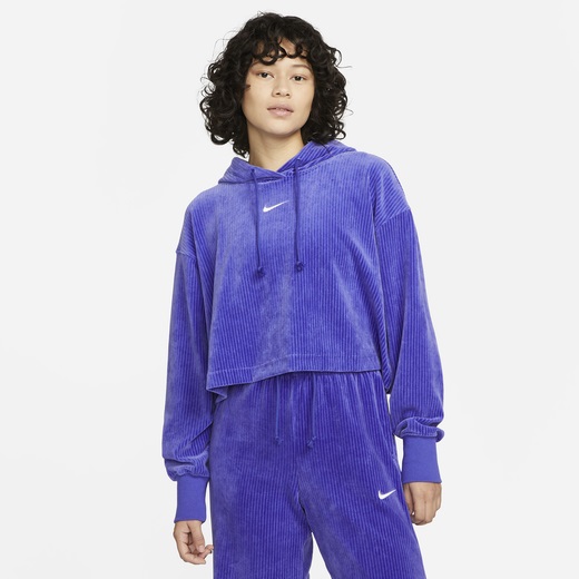 ナイキ レディース パーカー Nike NSW Velour Modern Crop Pullover - Lapis